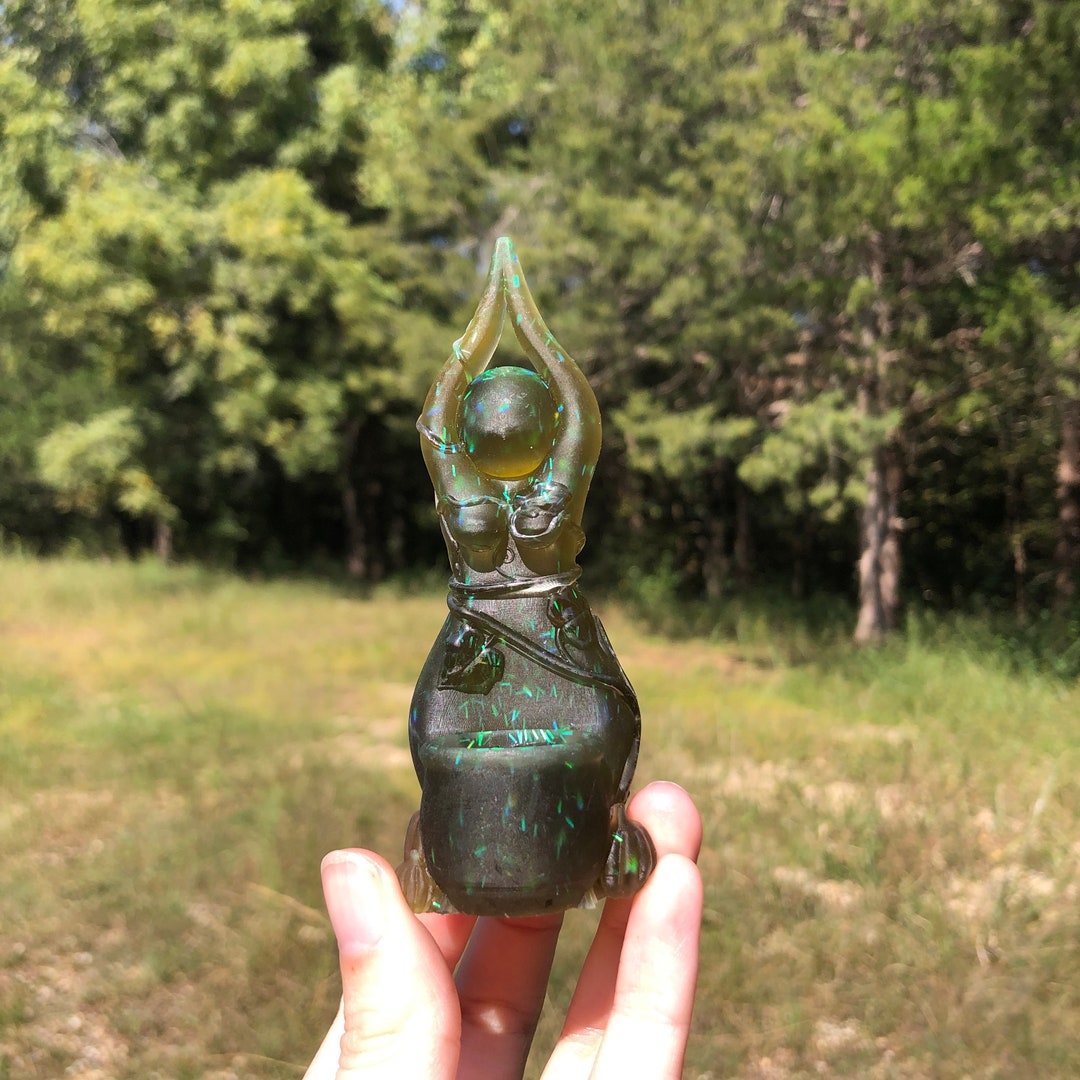 Cauldron Goddess Statue, Baba Yaga Bog Water, Semi-transparent Brown ...