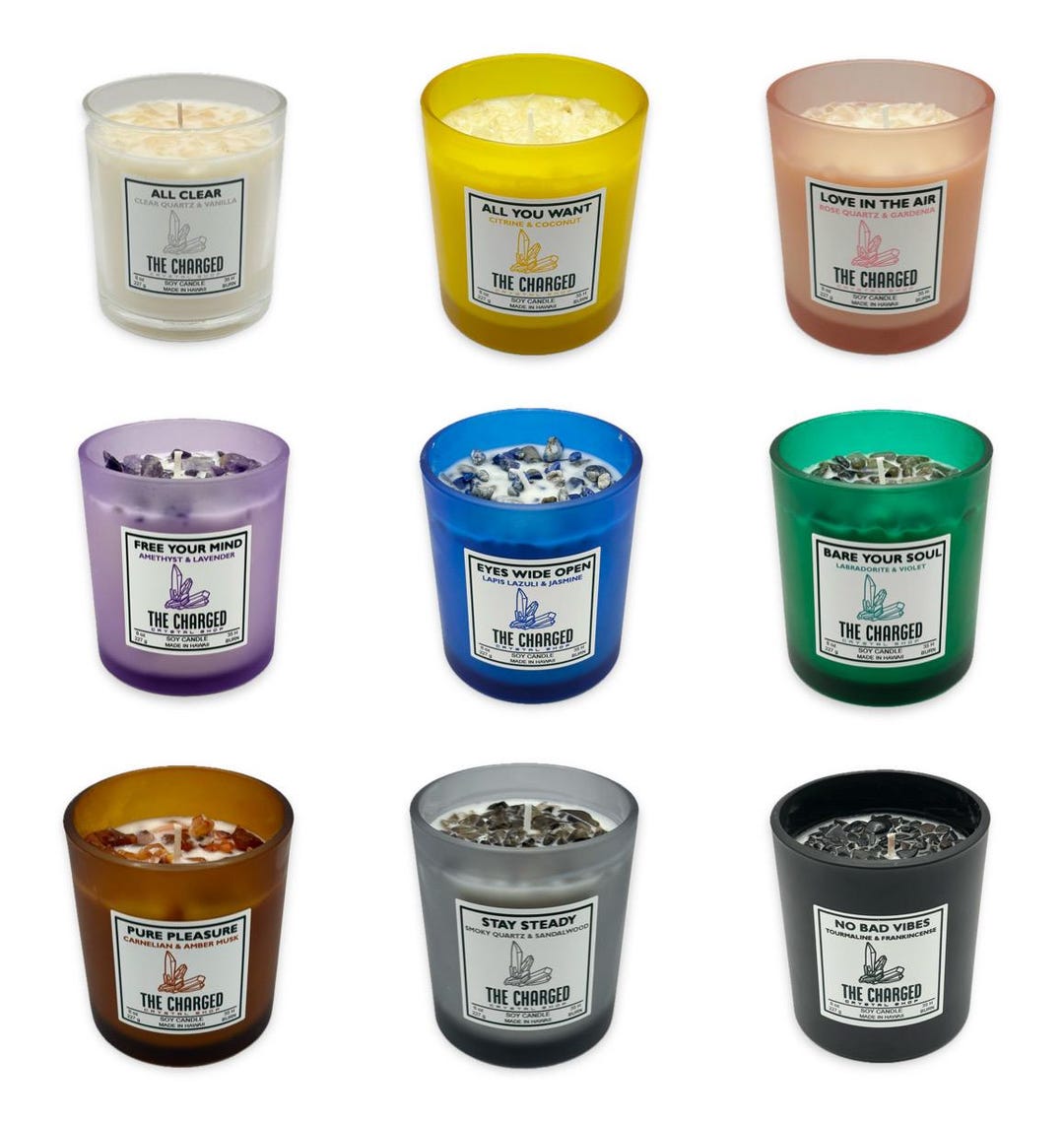 Crystal Topped Candles for Chakras, Intentions, and Manifestions. Made ...