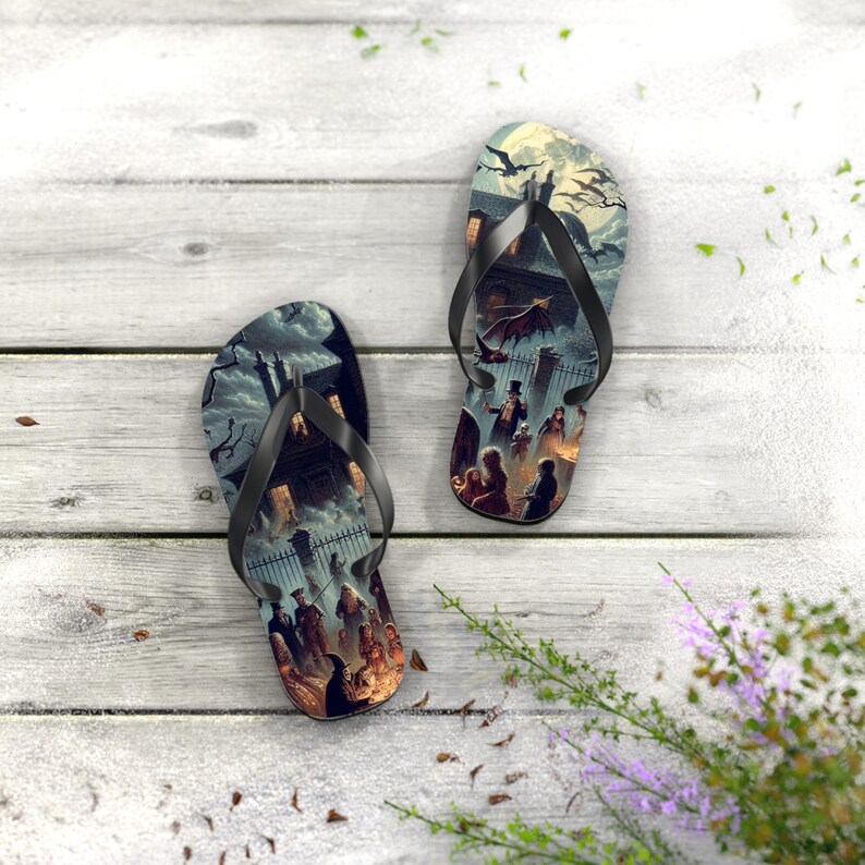Halloween Haunted Mansion Party Flip Flops Spooky Costume Footwear ...