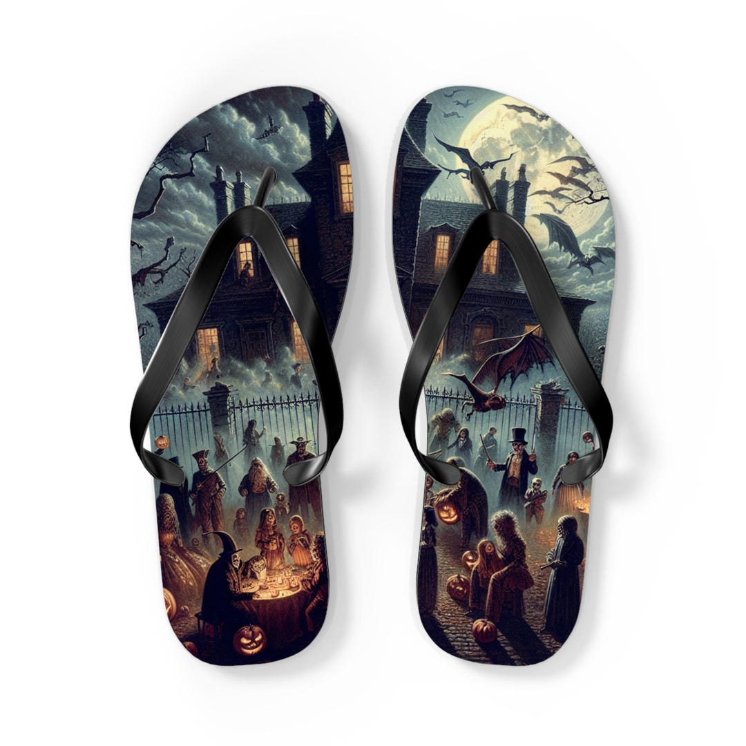 Halloween Haunted Mansion Party Flip Flops Spooky Costume Footwear ...