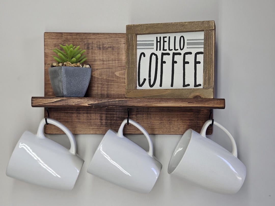 Coffee Cup Rack/ Coffee Bar Shelf - Etsy