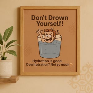 Funny Printable Poster - Don't Drown Yourself - Hydration Reminder Wall ...