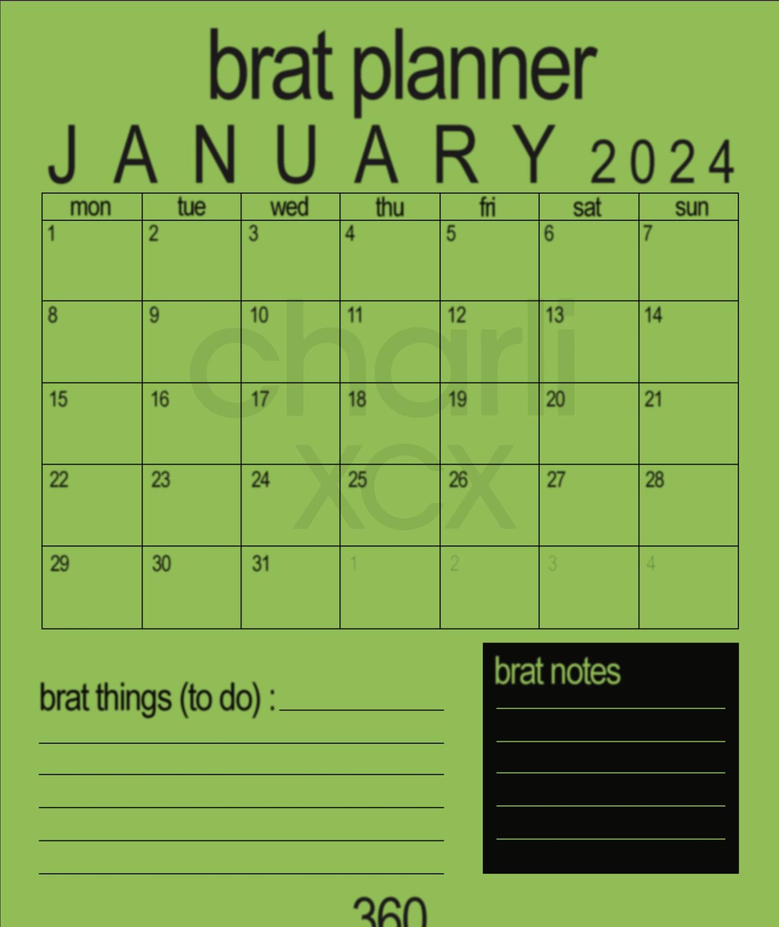 Printable Calendar 2024 / Monthly Planner / Starts Monday - Sunday ...