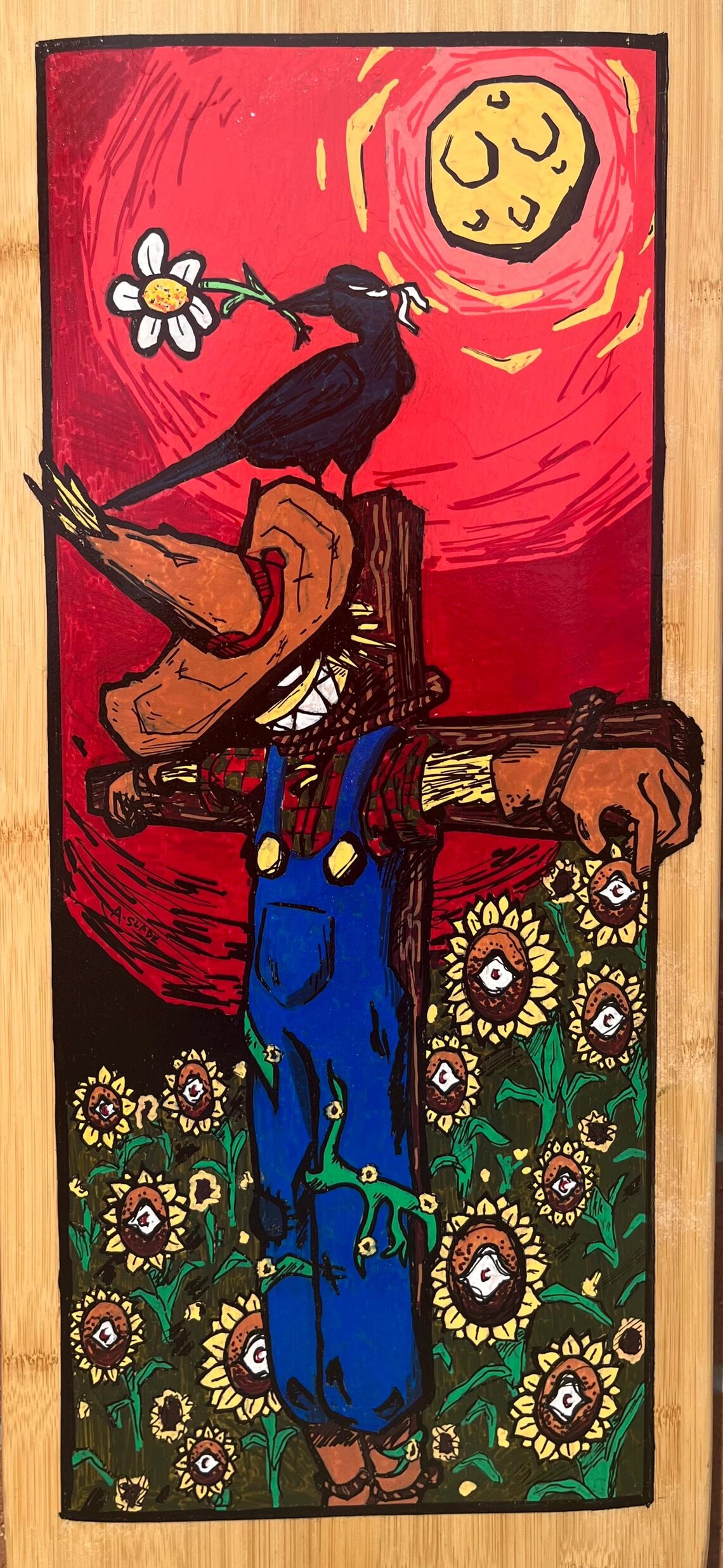 Hand Painted Scarecrow Longboard Deck - Etsy