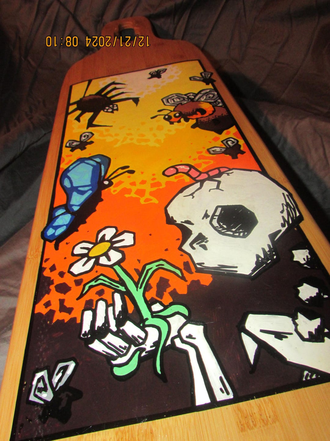 Hand Painted Flower Longboard Deck - Etsy