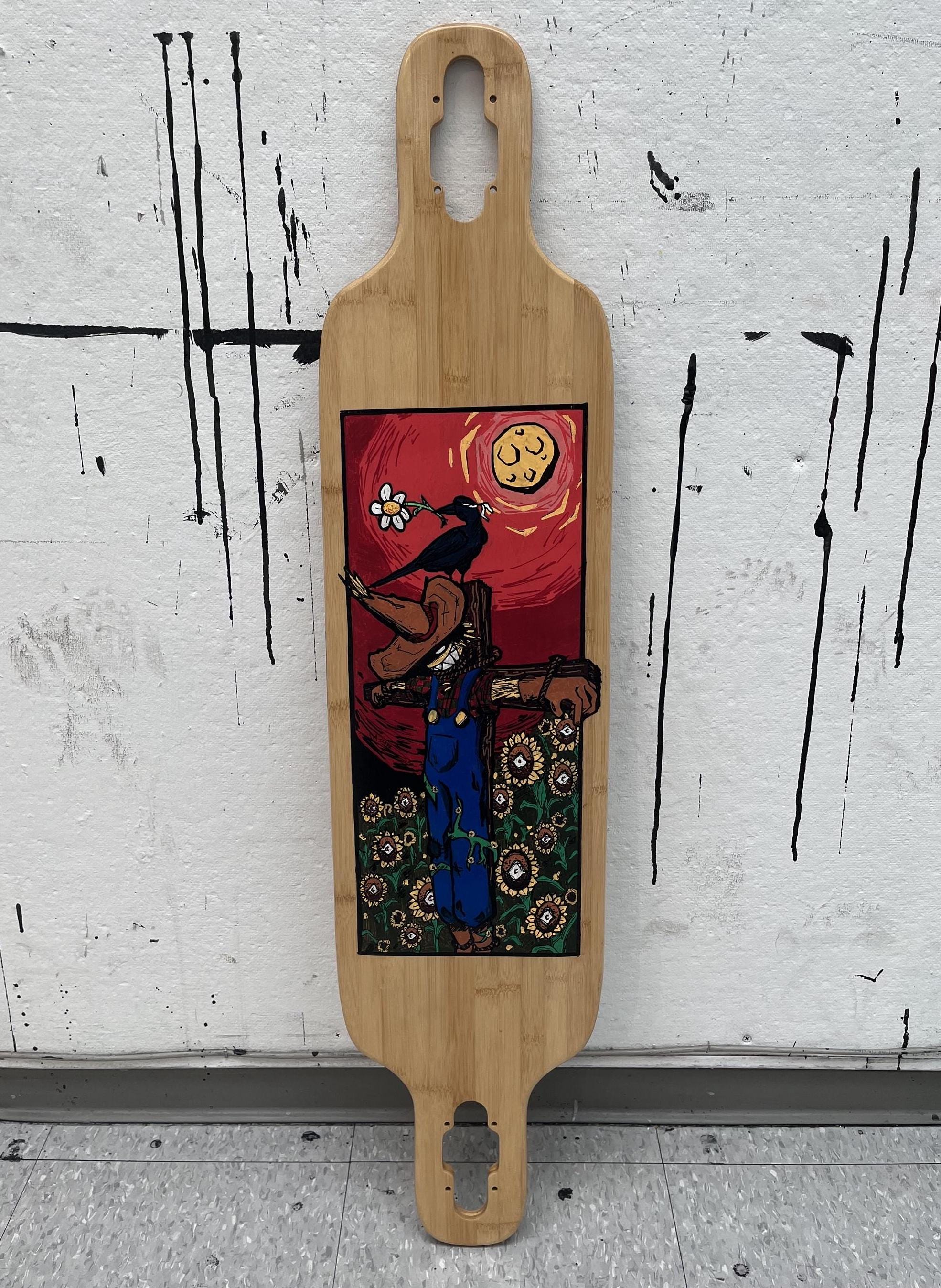 Hand Painted Scarecrow Longboard Deck - Etsy