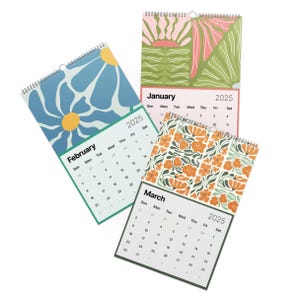 2025 Modern Flowers Calendar, 11x17 Wall Calendar, Botanical Art, Style ...