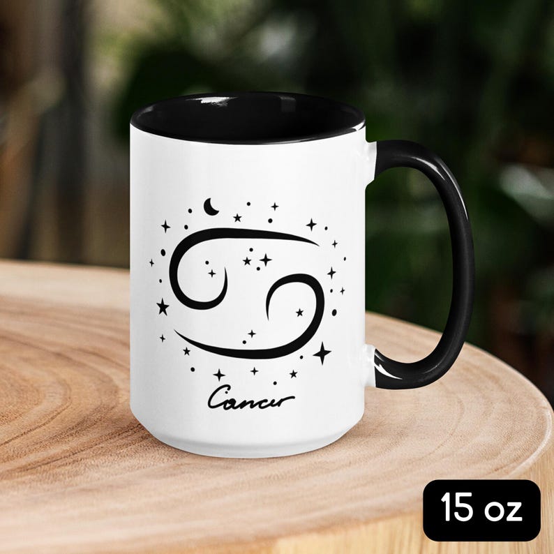 Cancer Symbol Coffee Mug, Black & White, Cancer Birthday Gift, Zodiac ...