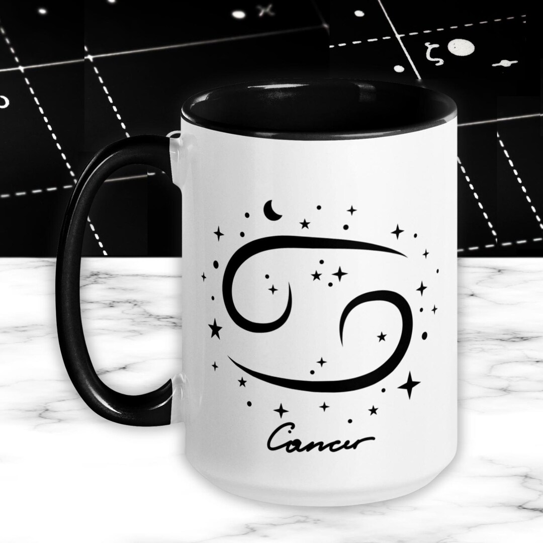 Cancer Zodiac Coffee Mug: Black & White Astrological Star Sign - Etsy
