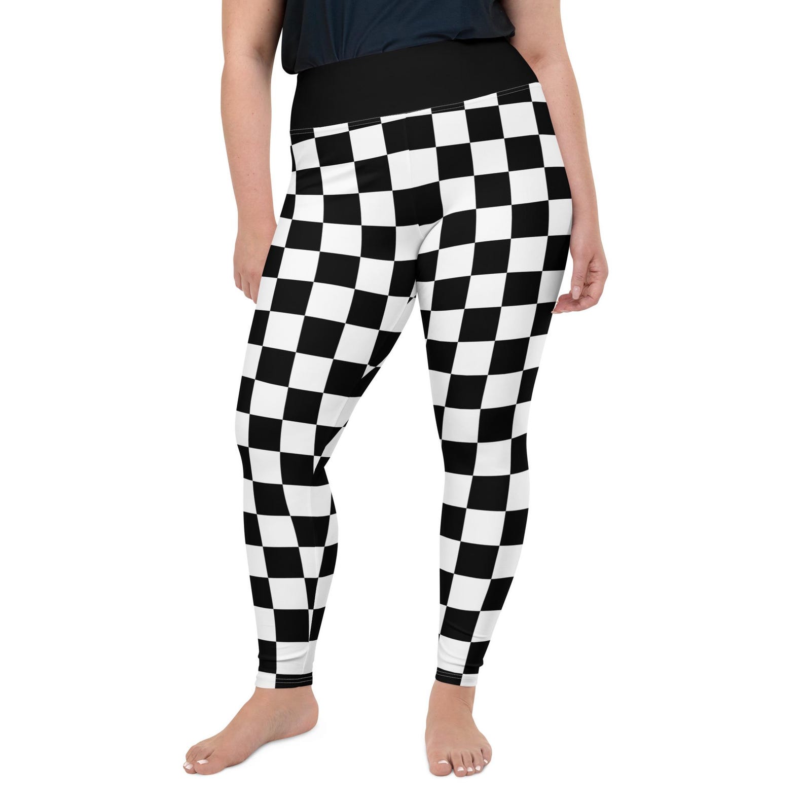 Checkered Leggings Plus Size, Chequered Goth, Full Ankle Length ...