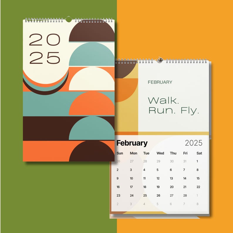 2025 Modern Art Calendar: Inspirational Quotes, Abstract Design (11x17 ...