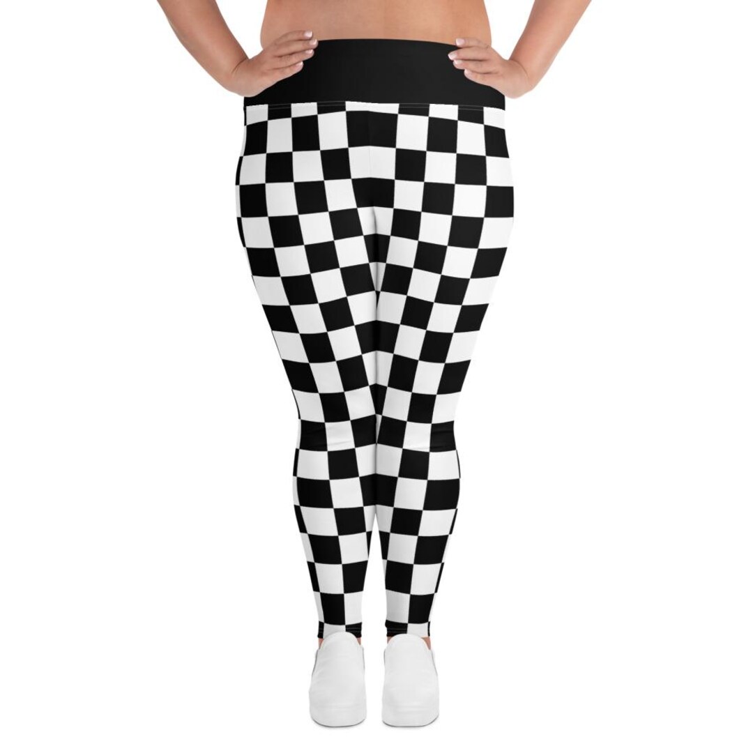 Checkered Leggings Plus Size, Chequered Goth, Full Ankle Length ...