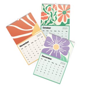 2025 Modern Flowers Calendar, 11x17 Wall Calendar, Botanical Art, Style ...