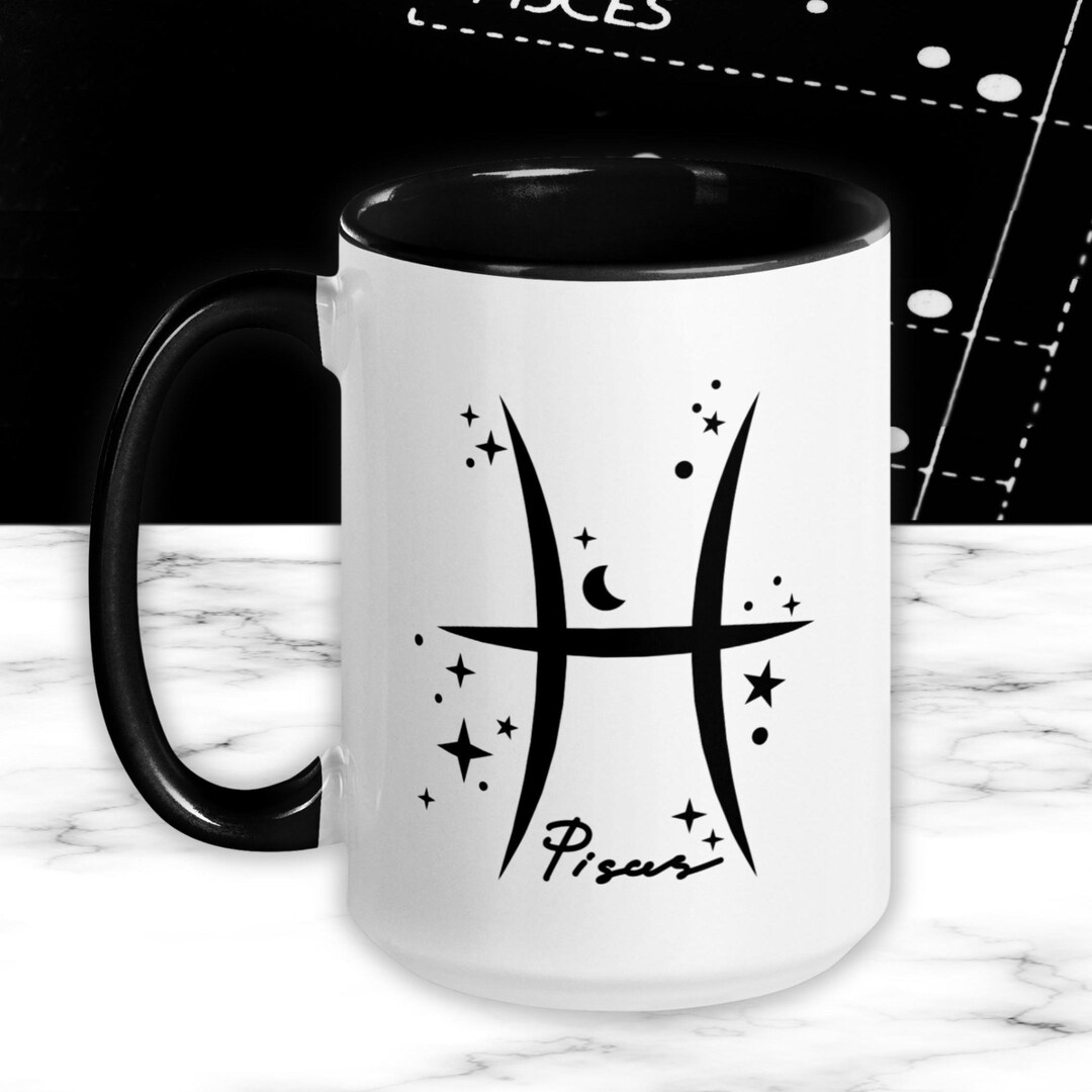 Pisces Zodiac Coffee Mug: Black & White Astrological Gift - Etsy