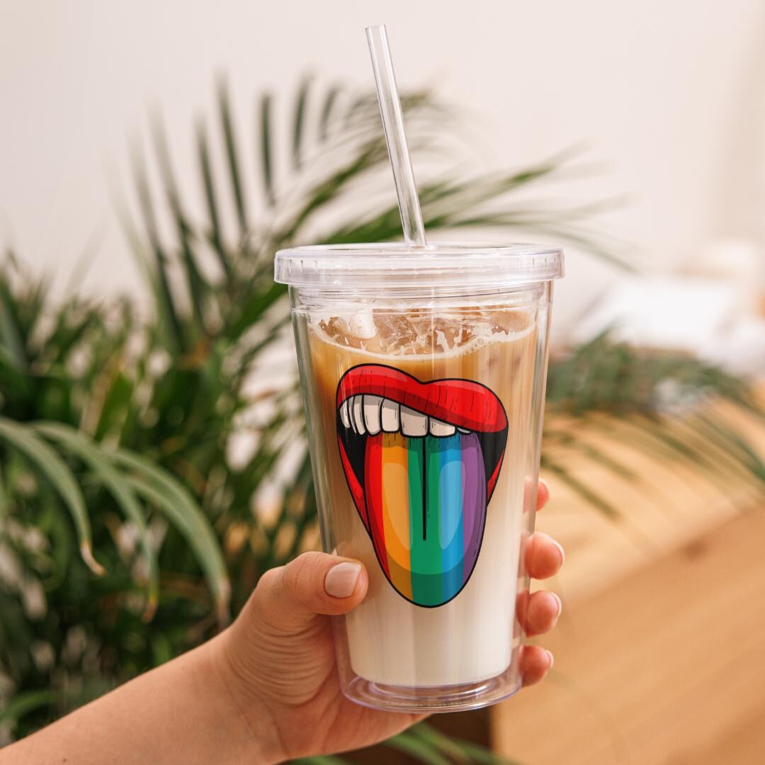 Iced Coffee Latte Acrylic Tumbler, 16oz Cold Cup, Clear Acrylic ...