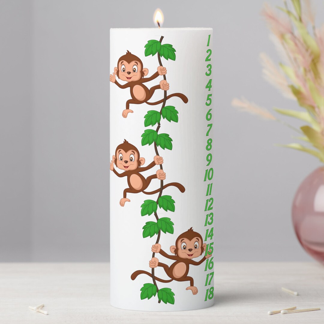Little Monkeys Birthday Countdown Candle 1 18 Years 9 Inches Tall ...
