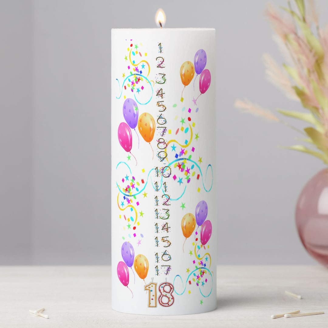 Birthday Countdown Candle - Multi Color, Blue or Pink - 1 - 18 Years 9 ...