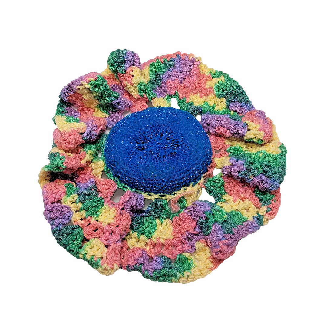 Kitchen Scrubby Crocheted With Dishcloth - Sunflower or Rainbow Flower ...