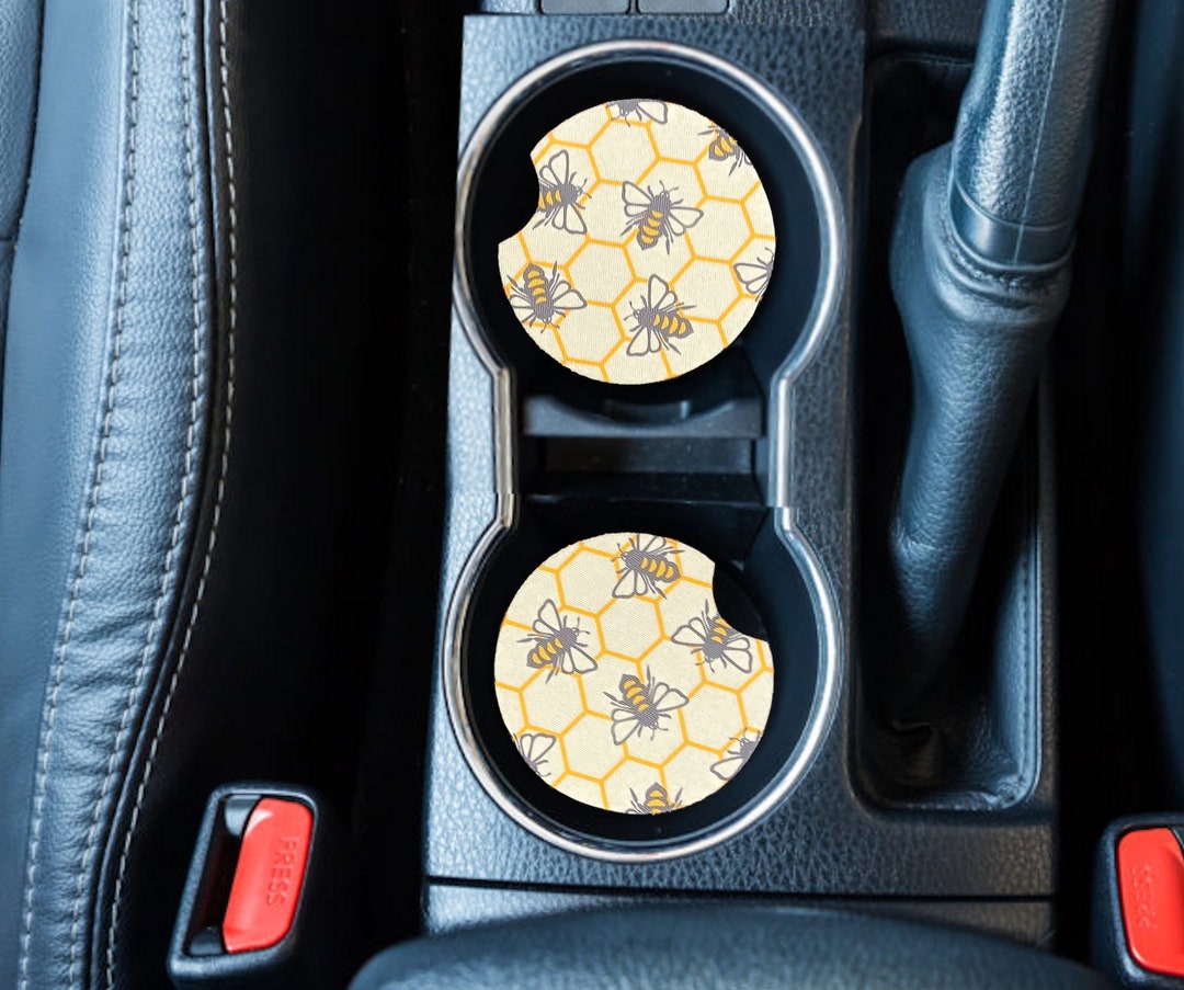 Bumble Bee Hive Honeycomb Car Coasters Set -THIN NEOPRENE RUBBER ...