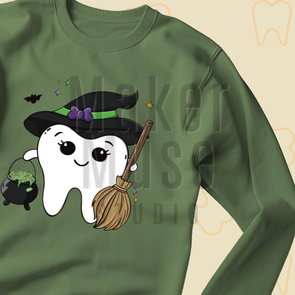 Halloween Witch Tooth Clipart – Dental Digital Art (png, Jpg, Pdf, Ai ...