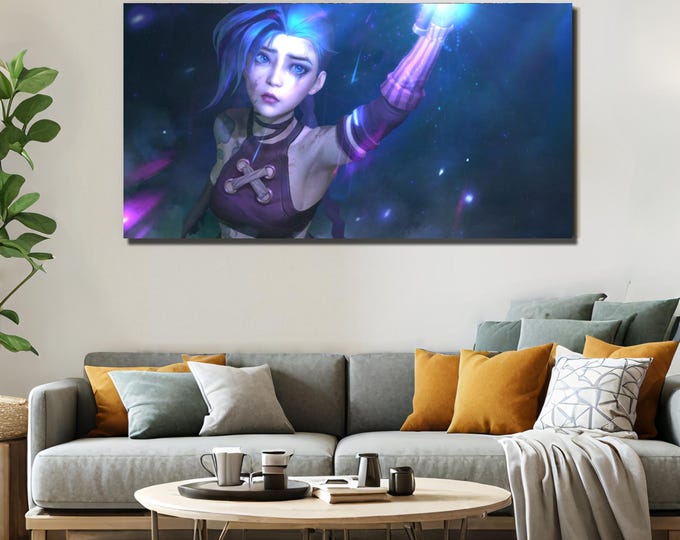 Arcane-inspired Poster, Jinx Fan Art Canvas, Fantasy Wall Art, Arcane ...