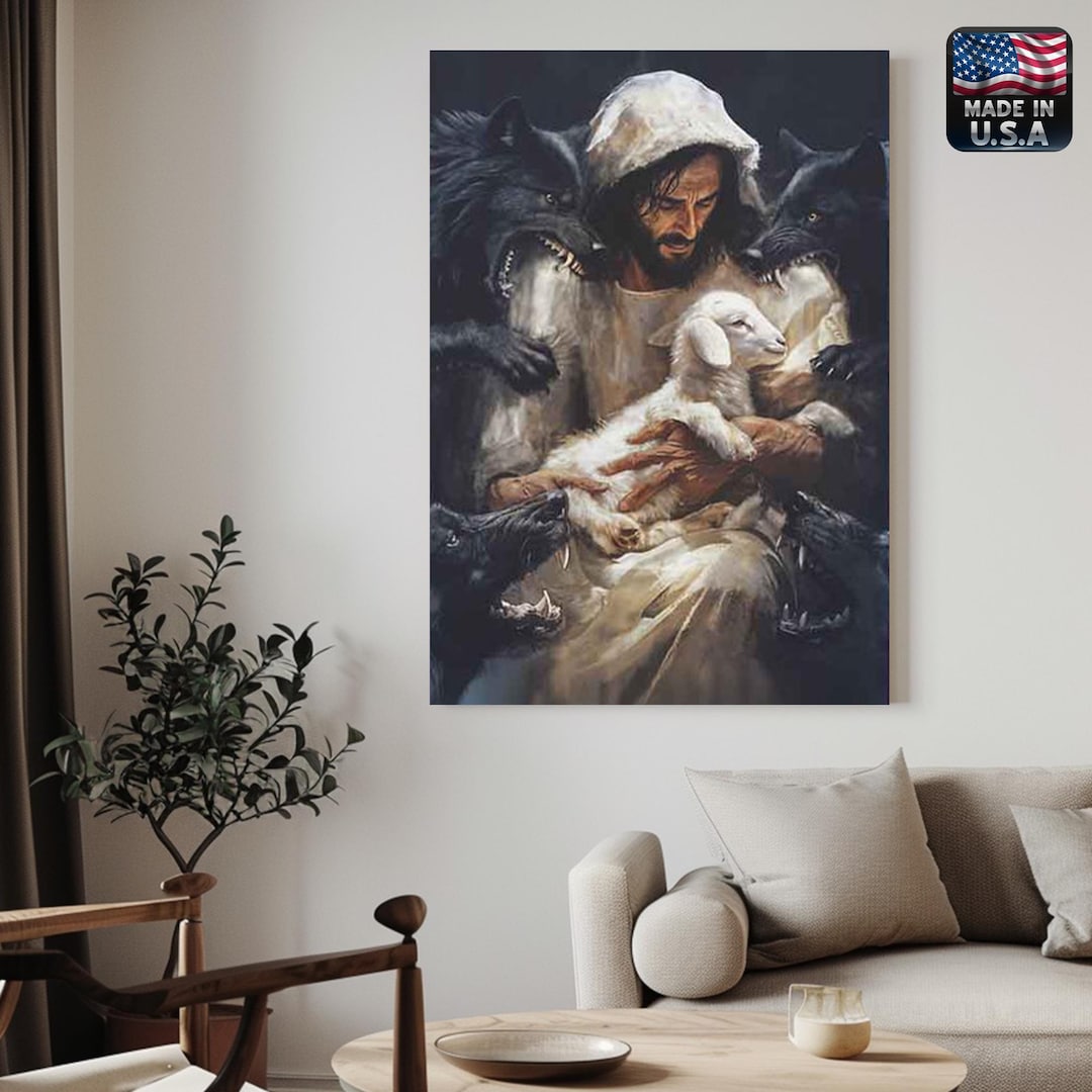 Divine Protection Wall Art, Jesus Calming the Lambs in the Midst of the ...