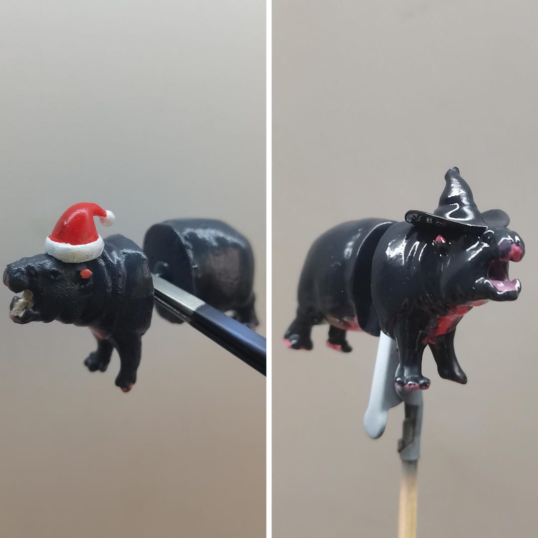 Pygmy Hippo Moo Deng Earrings 3D Printed Hand Painted-floating Hippo ...