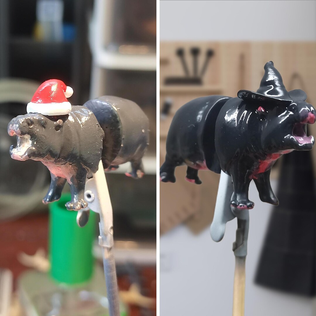 Pygmy Hippo Moo Deng Earrings 3D Printed-cute Gift Hand Painted ...