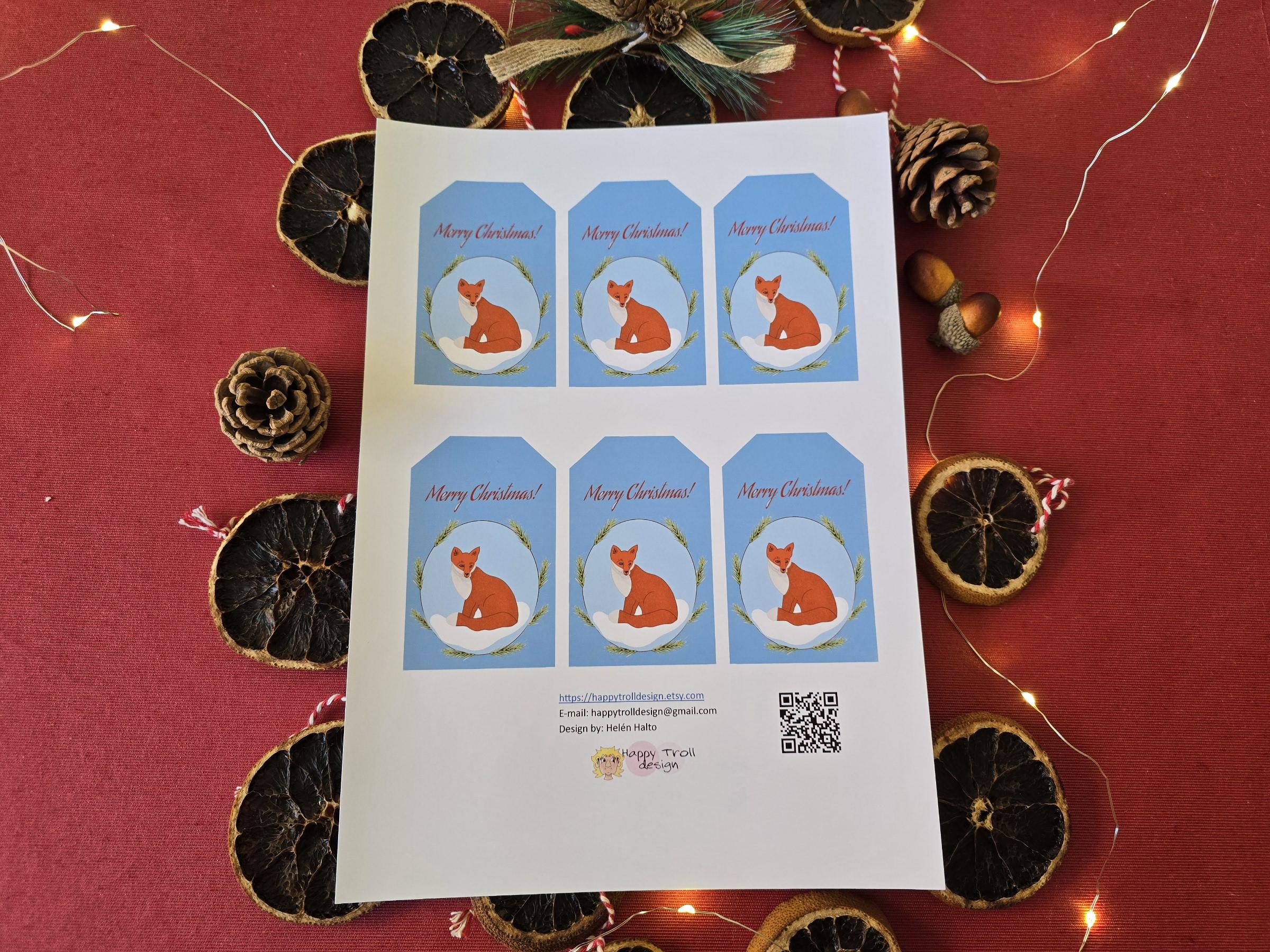Fox Gift Tags, Christmas Present Labels, Woodland Animal, Vintage Style ...