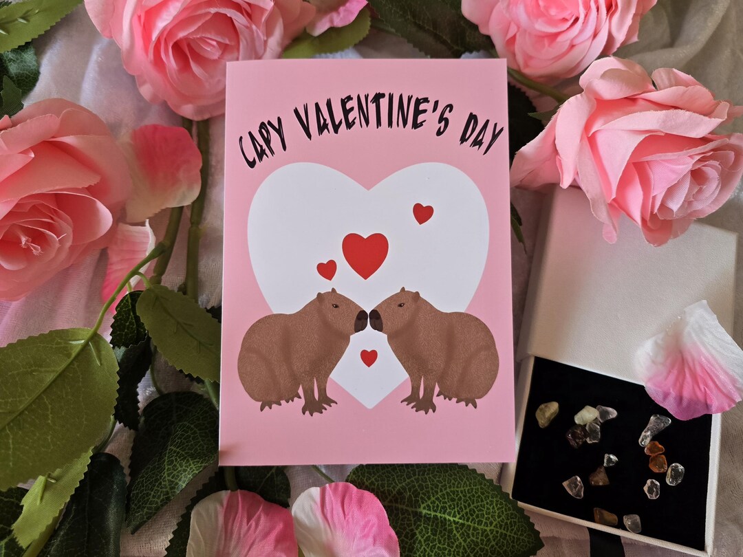 Hand Drawn Capybara Valentine Card – Printable PDF, Cute Animal Love ...