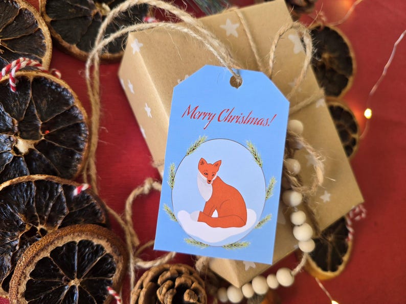 Fox Gift Tags, Christmas Present Labels, Woodland Animal, Vintage Style ...