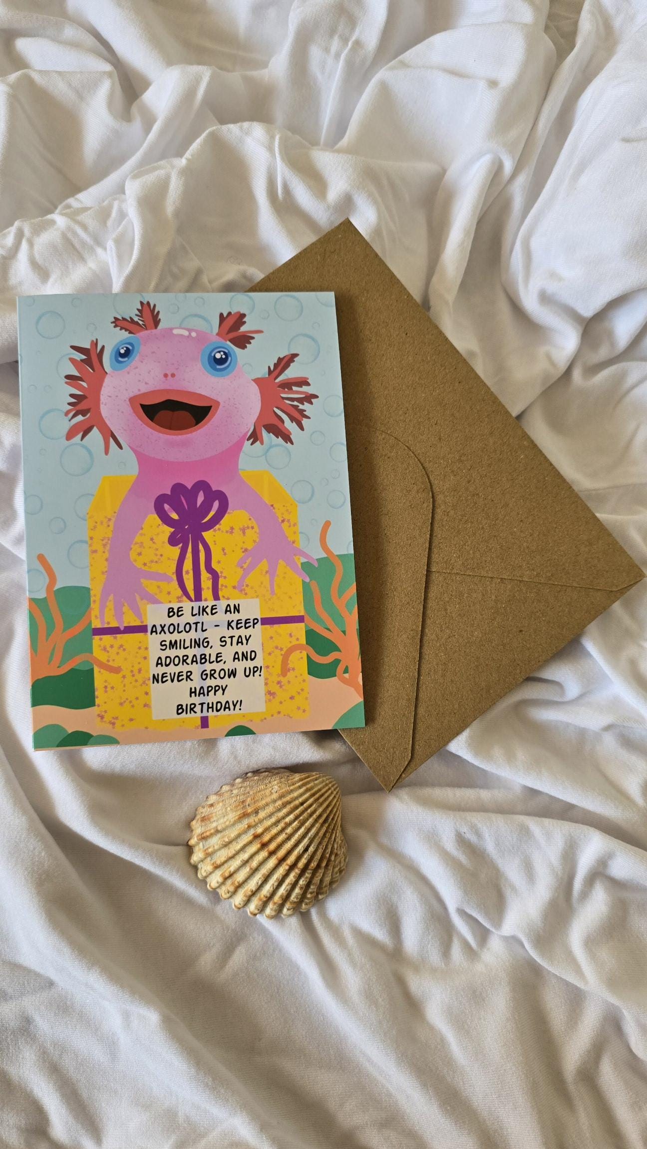 Cute Axolotl Birthday Card, Fun Greeting Card, Axolotl Lover, Axolotl ...