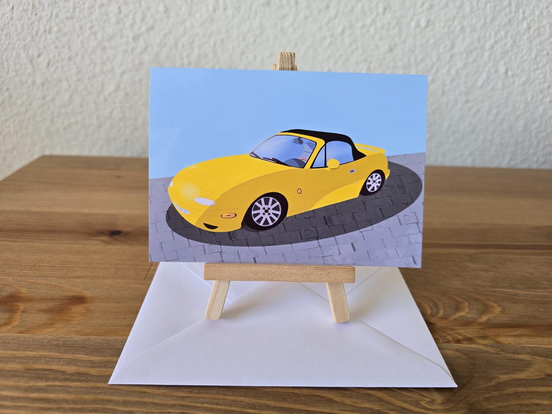 Yellow Sports Car, Greeting Card, Classic Car, Male Birthday Card ...