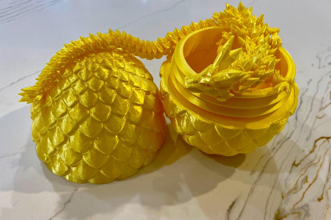 Golden 3D Printed Dragon Egg: Fantasy Decor With Removable Eggshell - Etsy