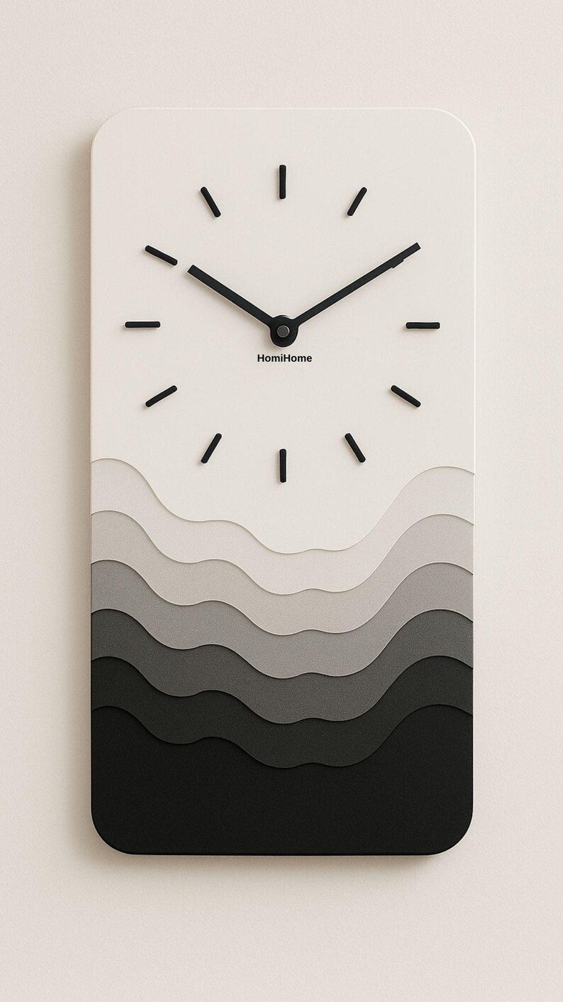 Modern Minimalist Wall Clock | Wavy Design | Silent Non-ticking ...