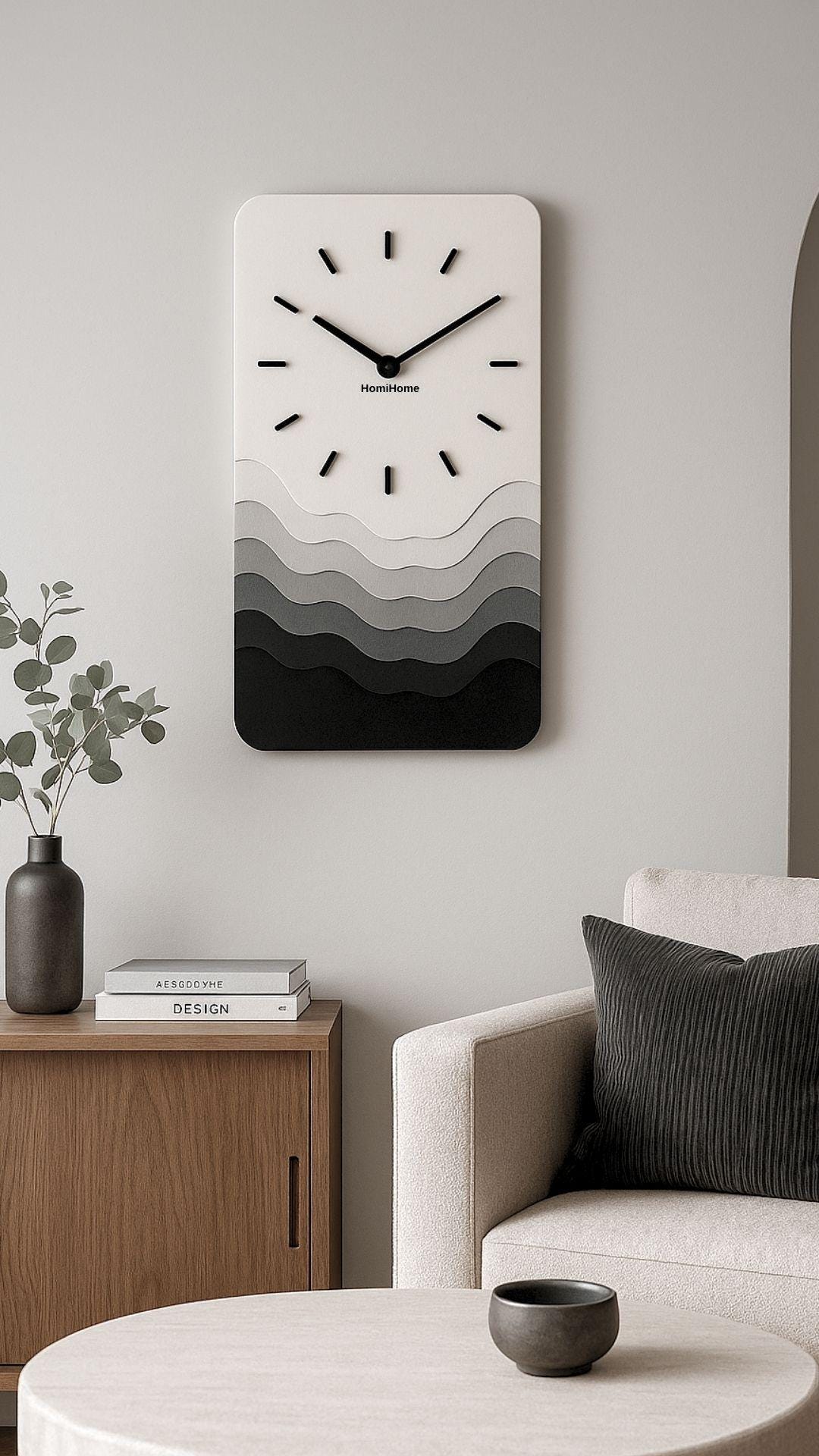 Modern Minimalist Wall Clock | Wavy Design | Silent Non-ticking ...