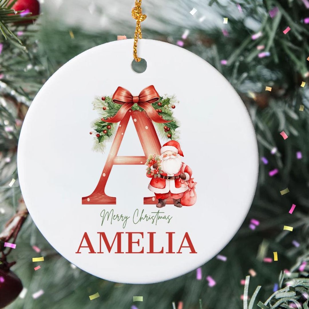 Personalized Merry Christmas Santa Claus Ceramic Ornament With Name and ...