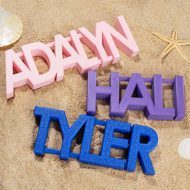 Personalized Multi-color Name 3D Printed Sand Mold 2-7 Letters Beach ...