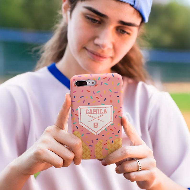 Custom Name & Number Ice Cream Dripping Baseball/softball Phone Case ...