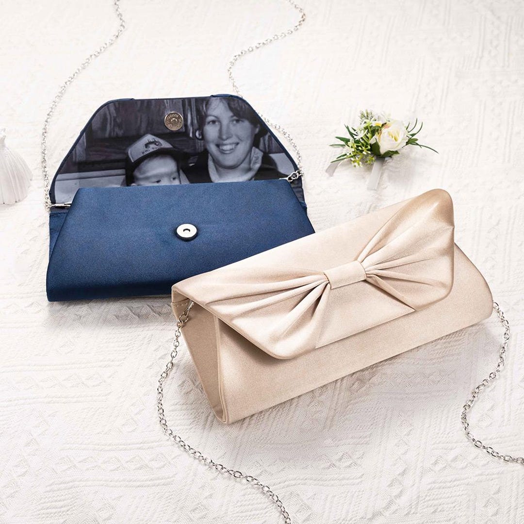 Personalized Silk Bow Tie Clutch With Photo, Custom Picture Mother of ...