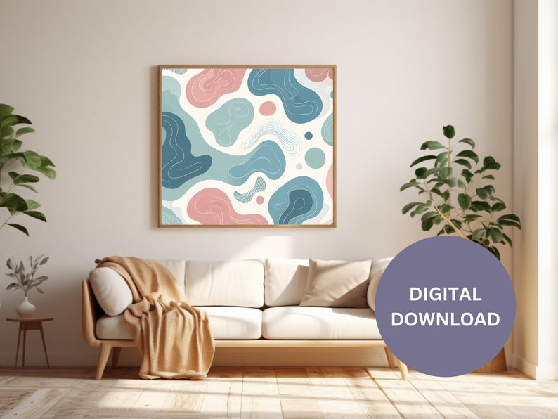 Minimalist Watercolor Landscape Print | Abstract Organic Shapes in Pale ...