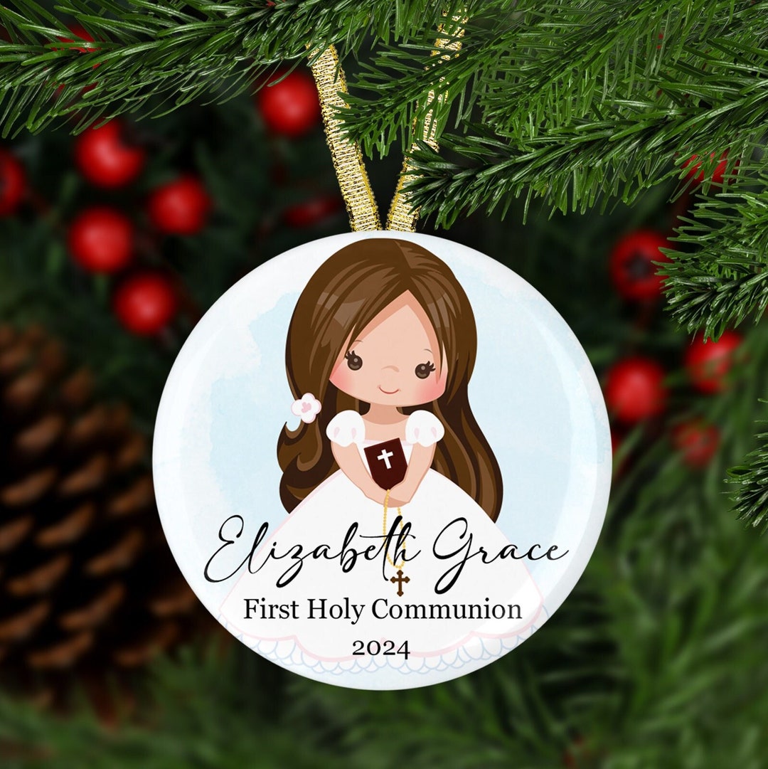 First Communion Ornament - Personalized Name Religious Gift, Christmas ...