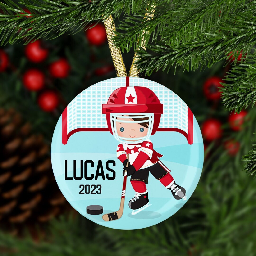 Personalized Hockey Christmas Tree Holiday Ornament - Etsy