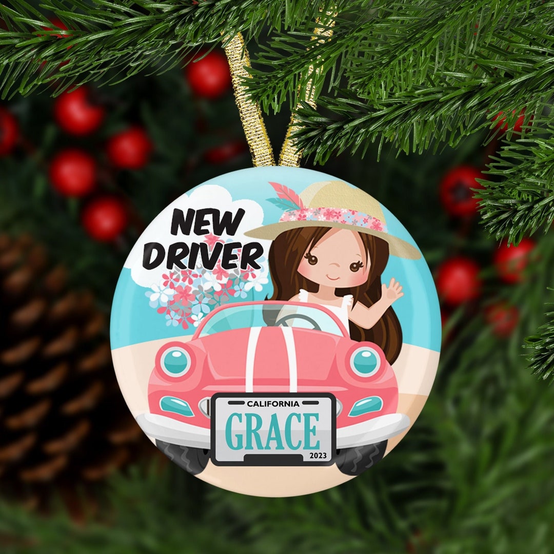 Personalized Girl New Driver Christmas Tree Ornament, Holiday ...