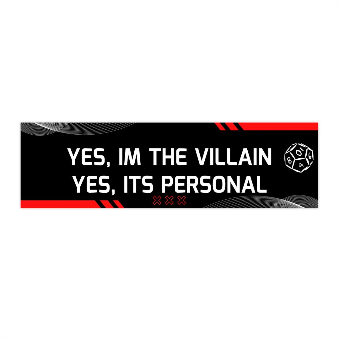 Villain Dnd Bumper Sticker, D20 Dice Tabletop RPG Vinyl Decal, Dungeon ...