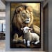 Lion and Lamb Canvas Print, Symbolic Peaceful Animal Wall Art, Framed ...
