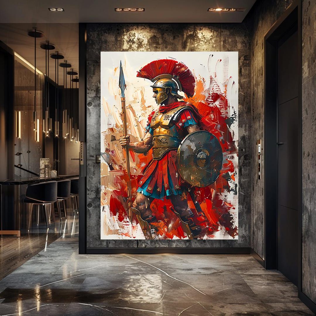 Roman Warrior Art, Canvas Wall Decor, Wall Art, Ancient Soldier Art ...