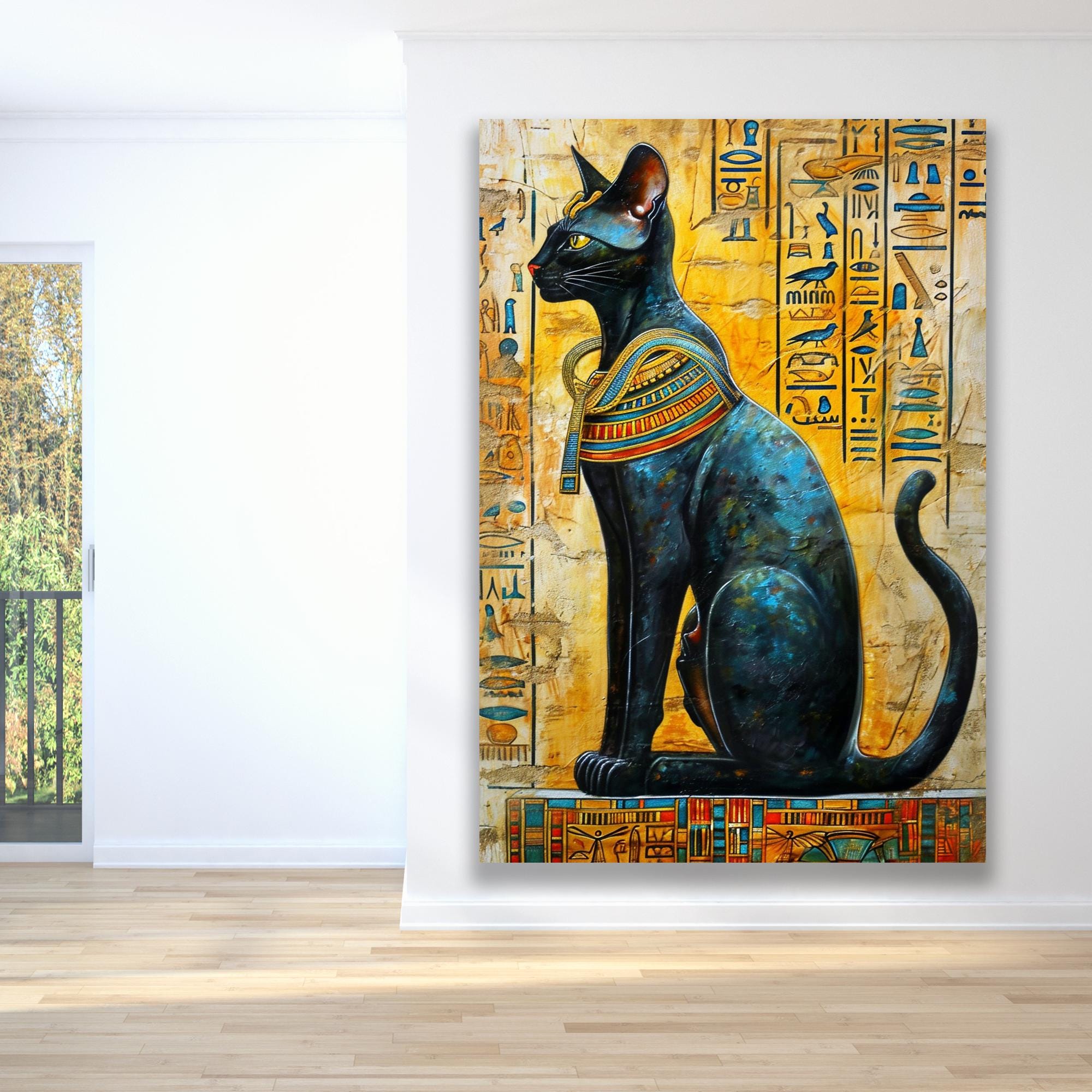 Bastet Wall Art Egyptian God Decor Ancient Egypt Canvas Bastet Portrait ...