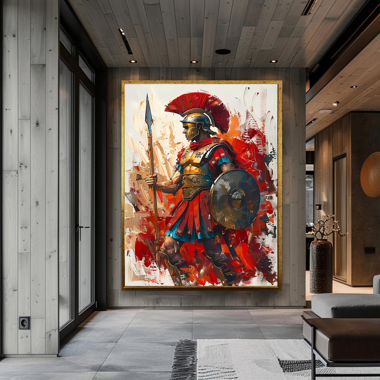 Roman Warrior Art, Canvas Wall Decor, Wall Art, Ancient Soldier Art ...