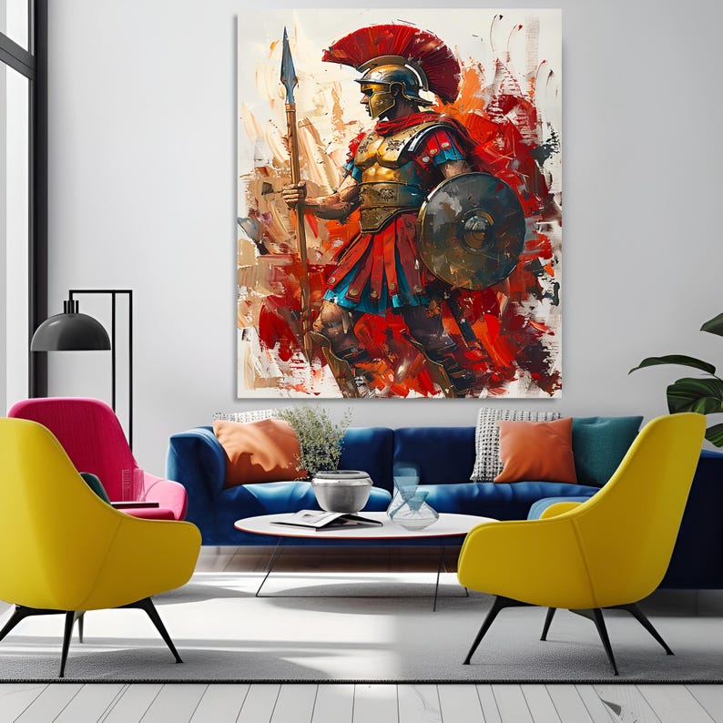 Roman Warrior Art, Canvas Wall Decor, Wall Art, Ancient Soldier Art ...
